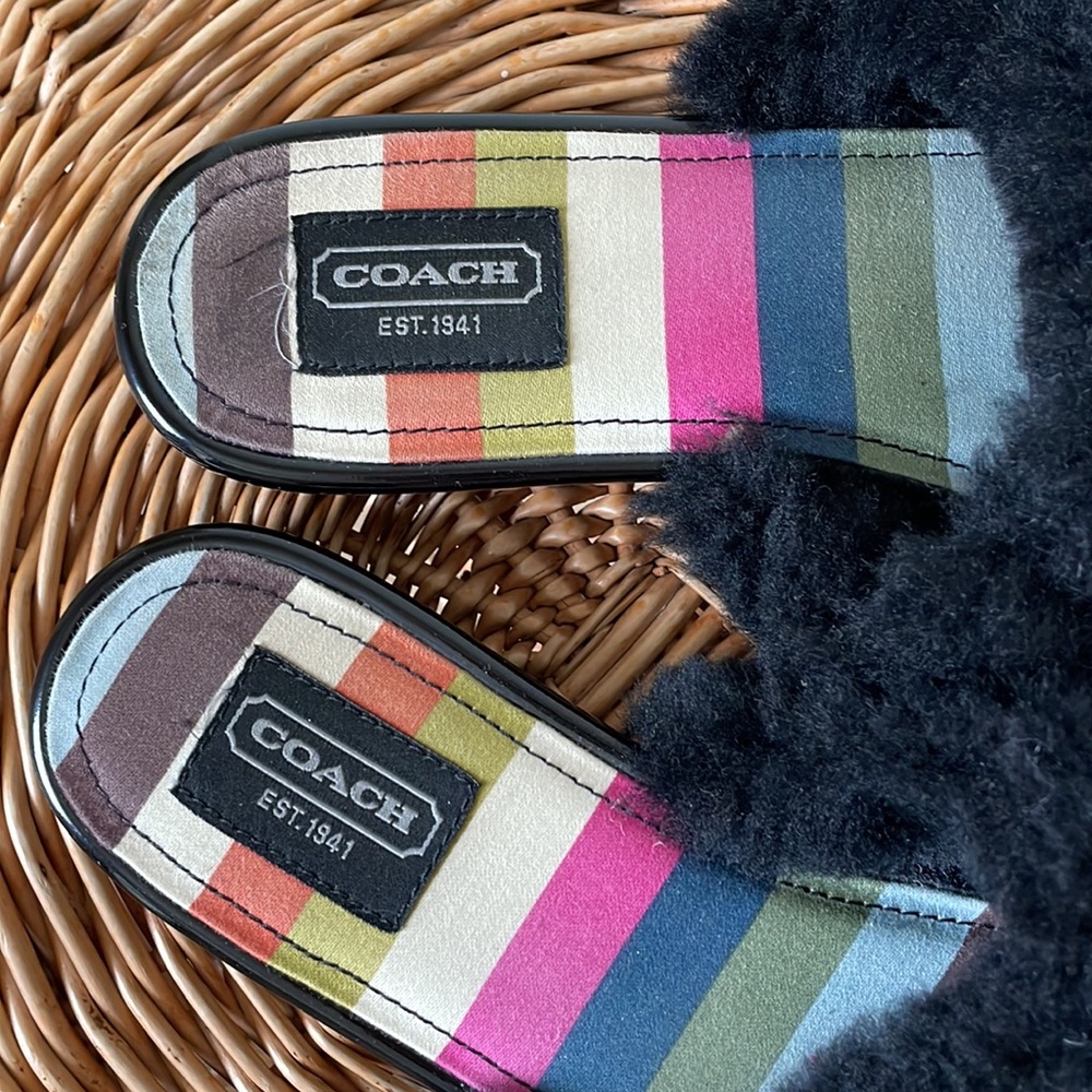 Coach Cabra Lovely Black Shearling Slipper Slip On Sh… - Gem